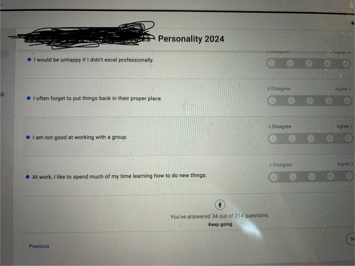 Personality test for a job application with 214 questions! - 9GAG