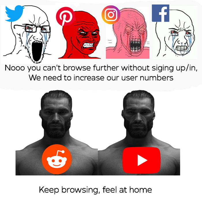 Chad platforms, they don't need to increase their stats - 9GAG