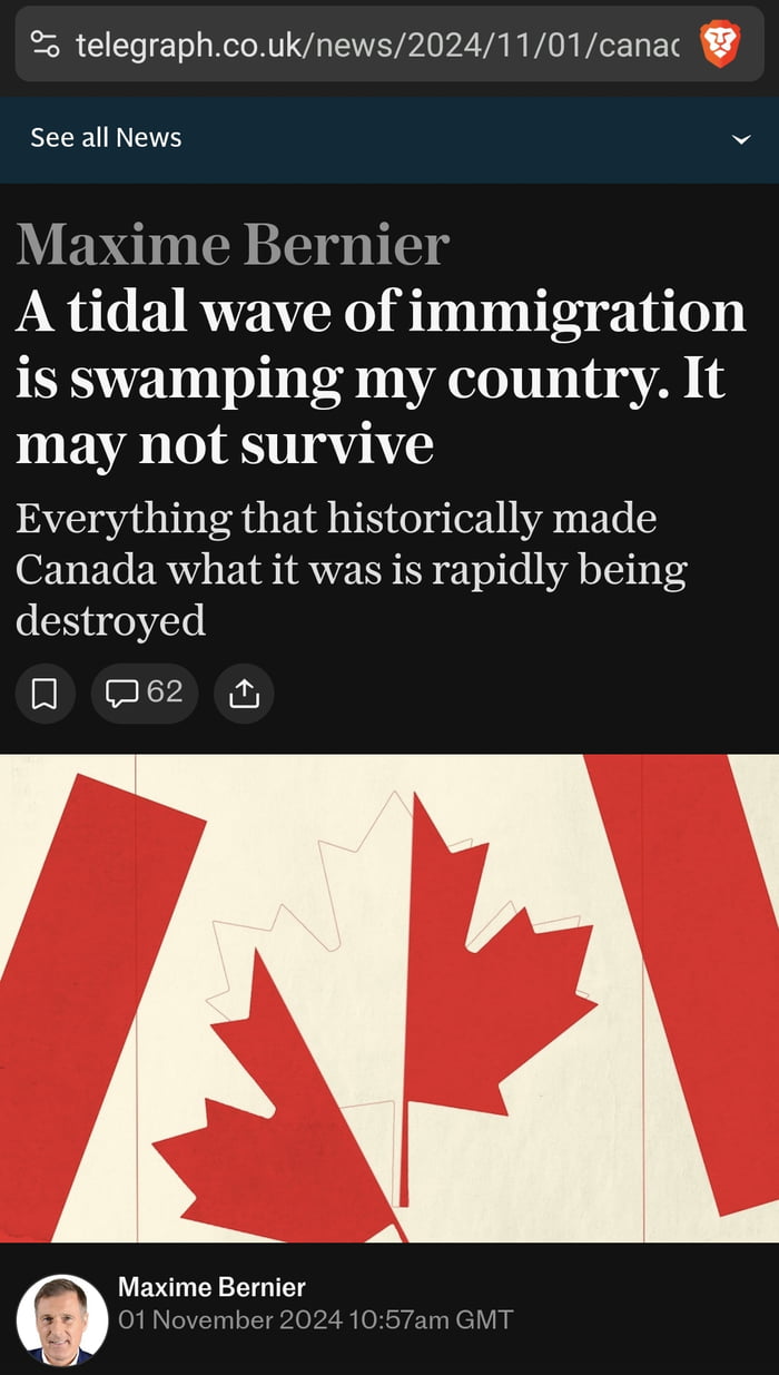 [TELEGRAPH] A tidal wave of immigration is swamping my country. It may not survive. Everything ...