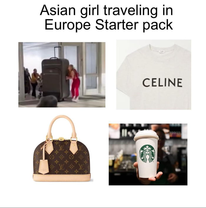 Asian girl traveling in Europe starter pack - 9GAG