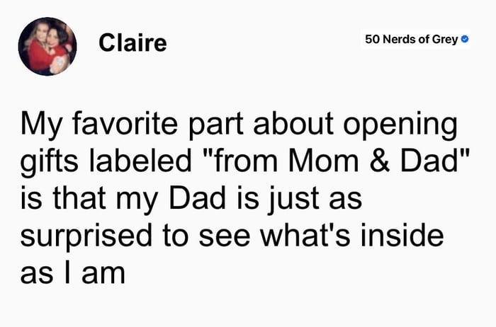 Dads opening gifts from mom and dad - 9GAG