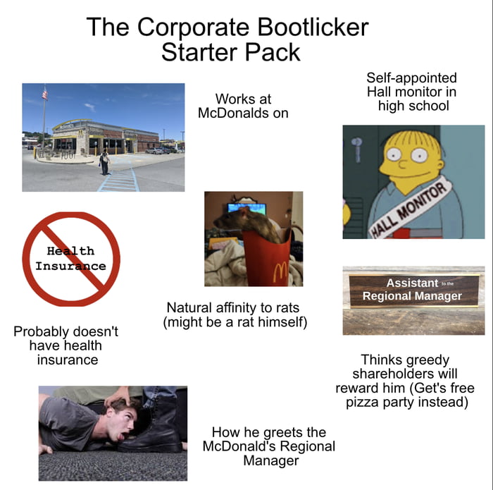 Corporate Bootlicker and Class Traitor Starterpack - 9GAG