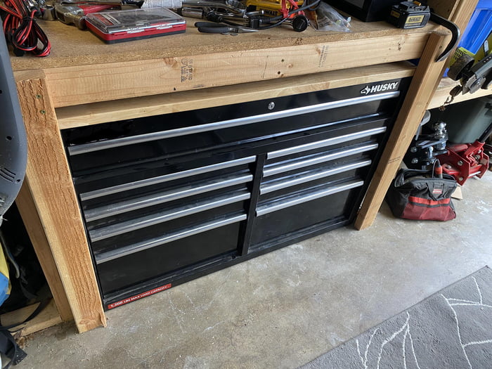 New tool box fit under a work area built 3 years ago. No cutting or shifting. - 9GAG