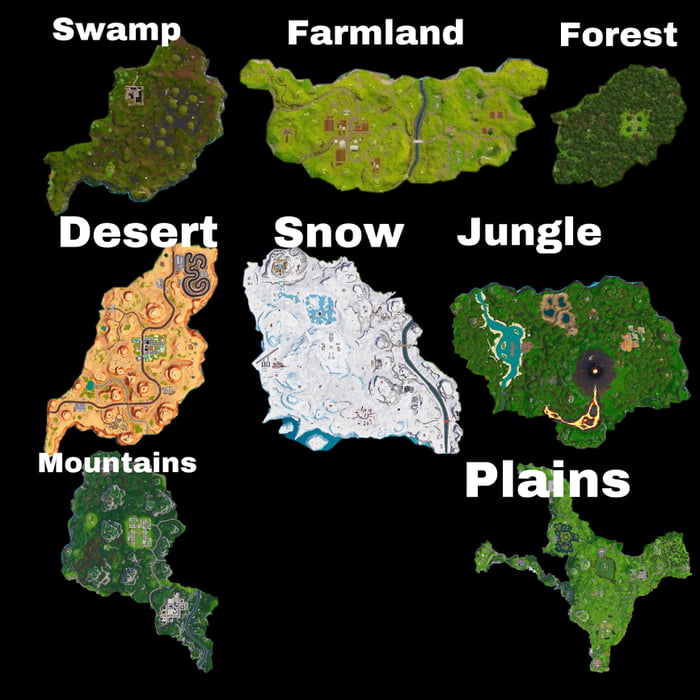 All Fortnite Chapter 1 biomes - 9GAG