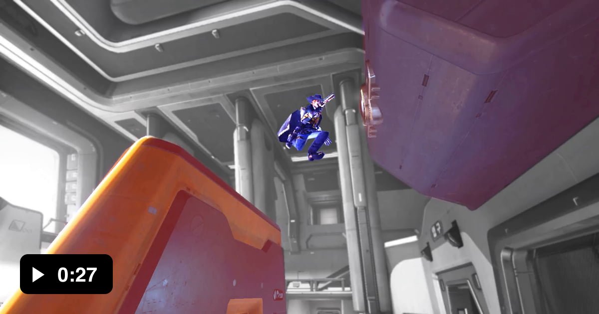 If you jump on the moving walls when they're going up you will get a ...