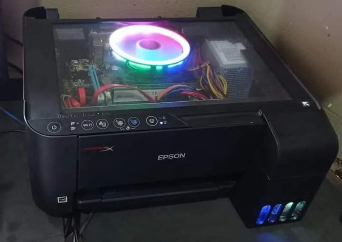 Cool looking pc in a printer - 9GAG