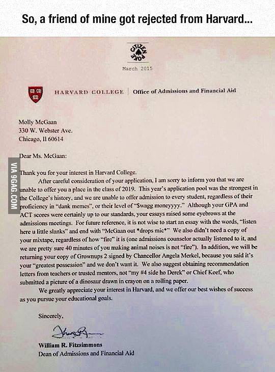 Harvard rejects dank memes :( - 9GAG