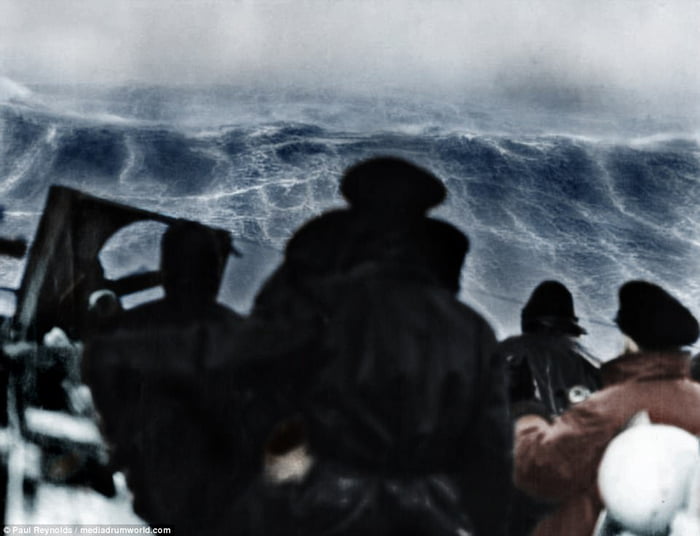 The view from the bridge of the Royal Navy cruiser HMS SHEFFIELD as she ...