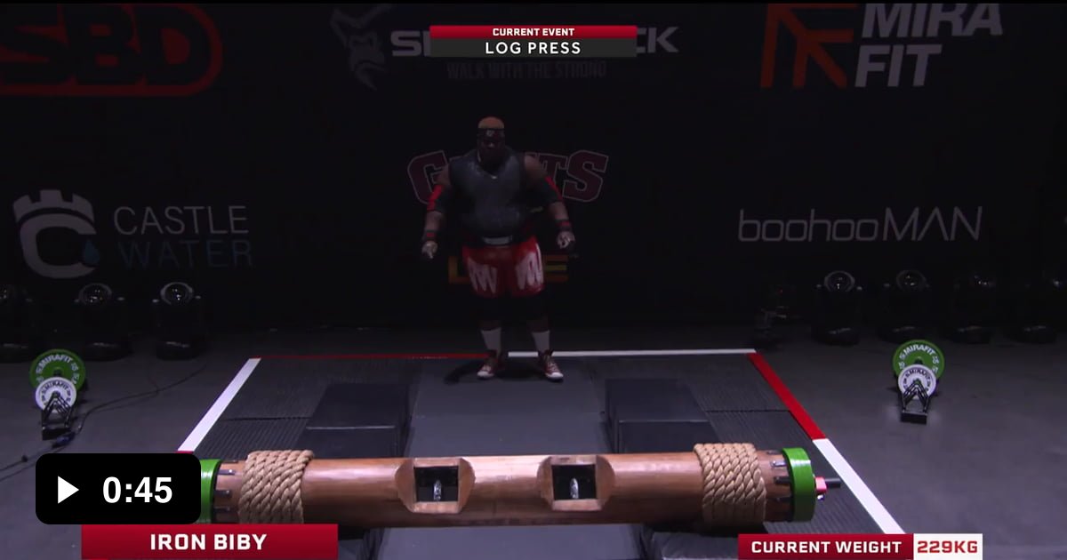 Iron Biby sets a new World Record in the log press tonight in Glasgow ...