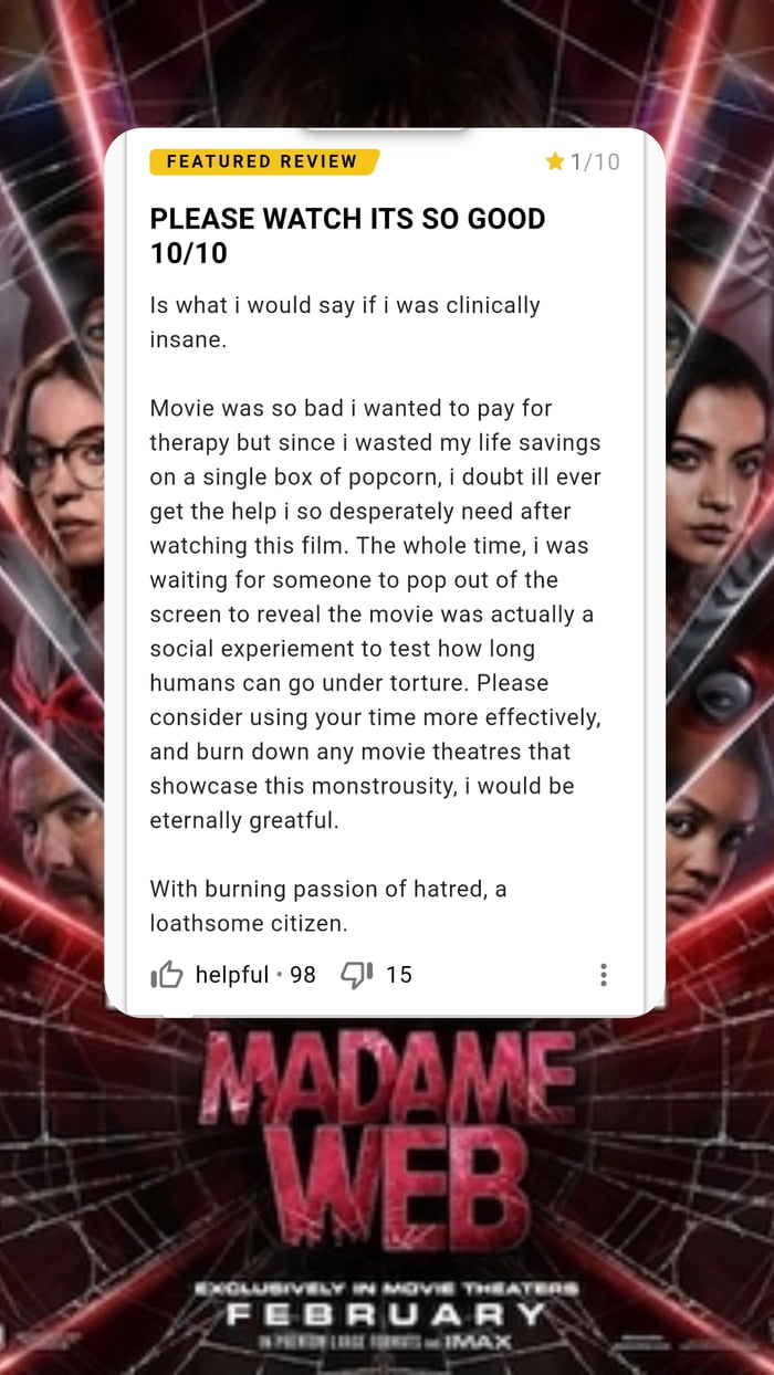 IMDb critic on madame web - 9GAG