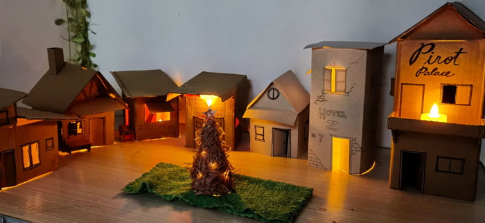 Cardboard christmas village - 9GAG