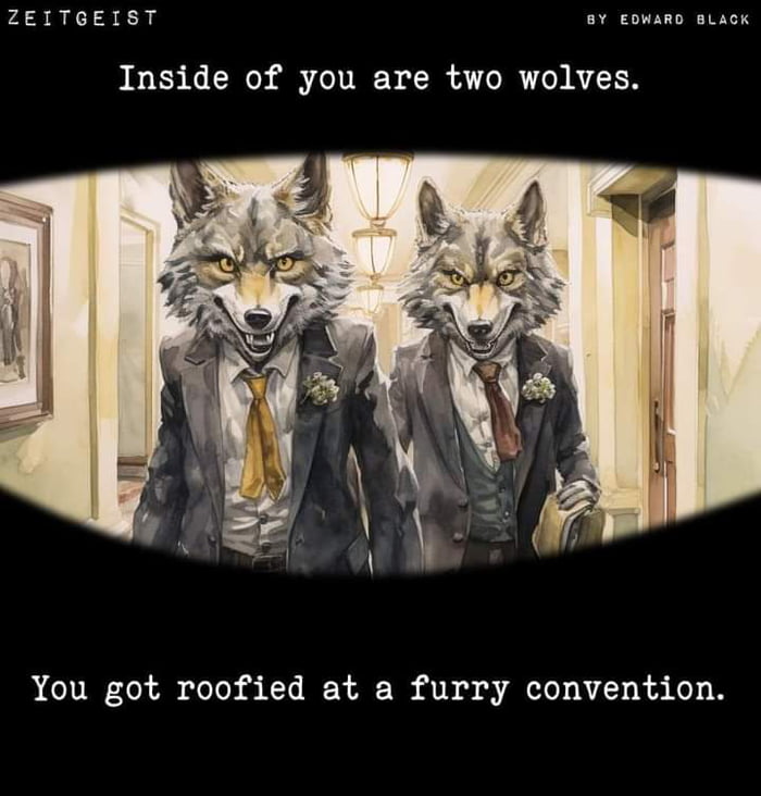 Two wolves - one convention. Not the spirit animals I expected. - 9GAG