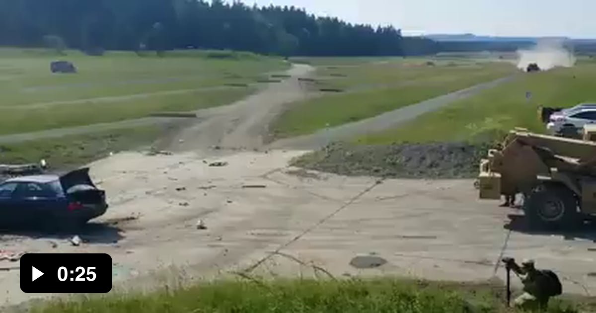 Tank drives over a car at full speed. - 9GAG