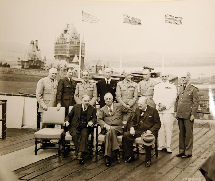 Group photo of Allied government and military leaders from Canada, the ...
