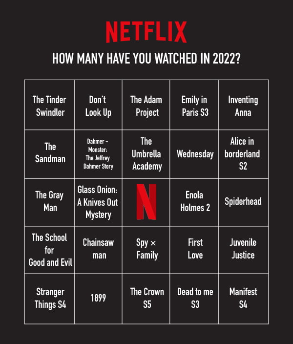 Netflix Bingo 2022 - 9GAG