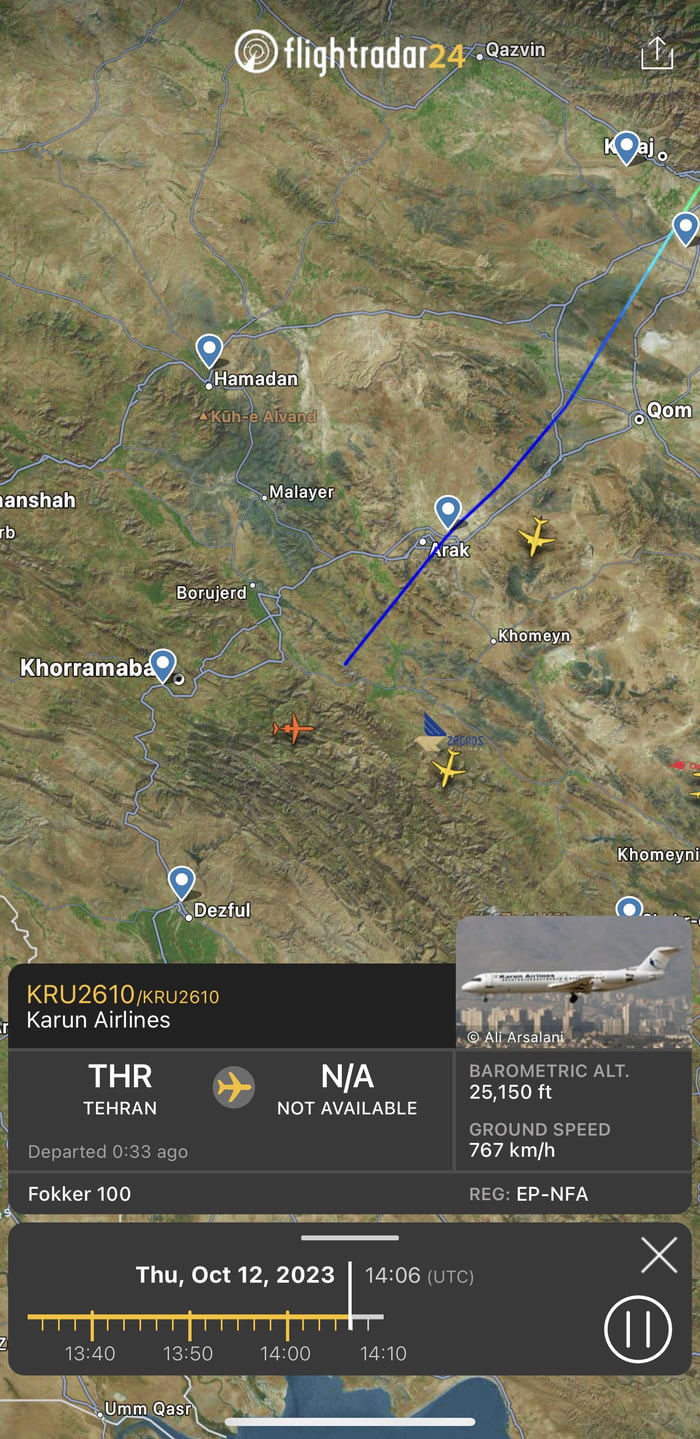 KRU2610 switched its tracker off mid flight. Iran has got some dodgy stuff going on. - 9GAG