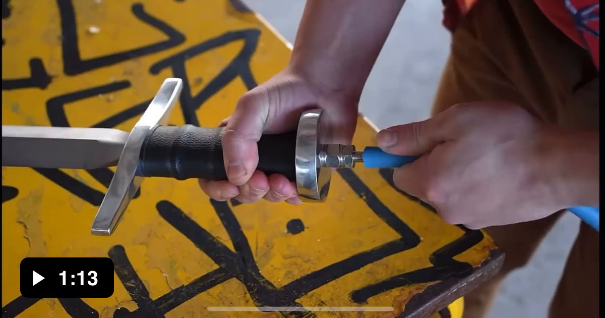 Real first generation propane-fueled flaming sword. - 9GAG