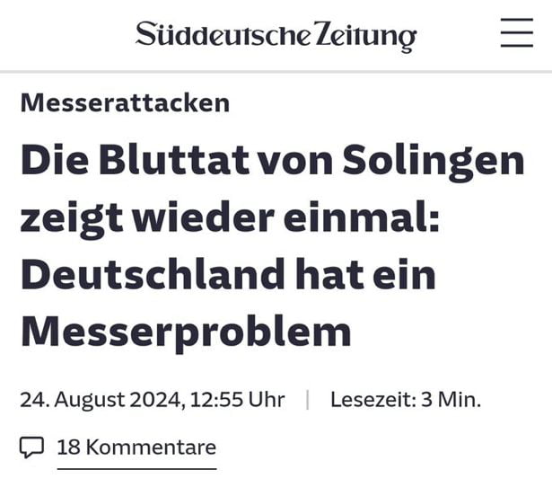 Beruhigt Euch. Die Messer sind schuld, nicht der Täter. Setzt Euch ...