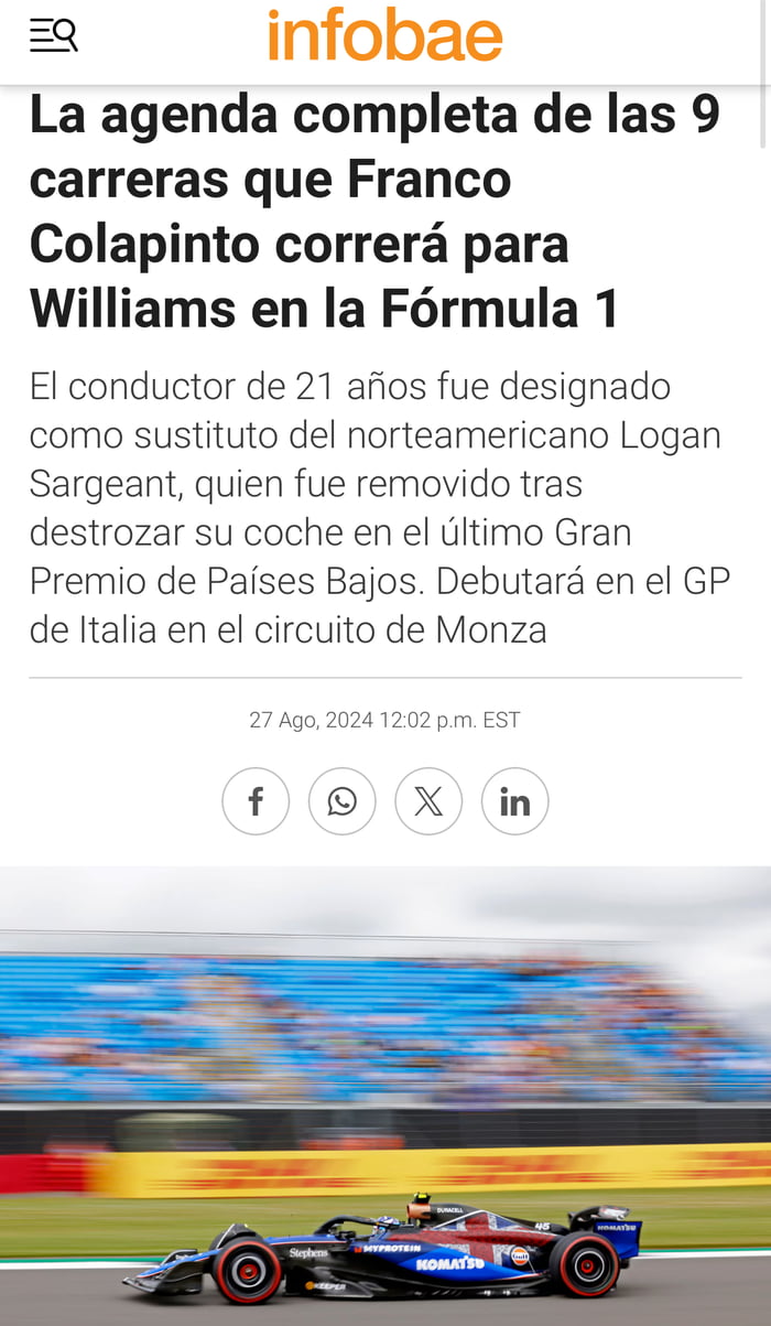 Vuelve un argentino a la Formula 1! - 9GAG
