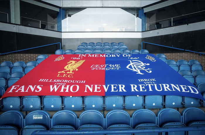 Rangers with a gesture remembering the 97 who lost their lives in the ...