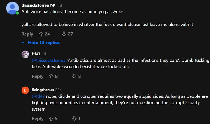 Woke and anti-woke... interesting discussion. - 9GAG