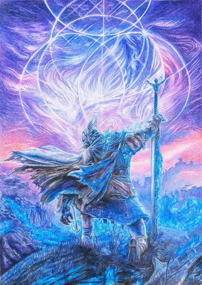 My brother wished for a drawing of the elden ring nightreign cover art ...