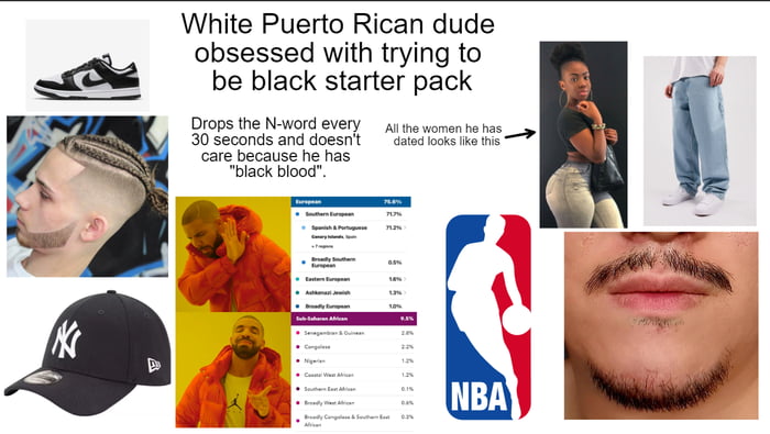 "White Puerto Rican dude obsessed with trying to be black" starter pack ...