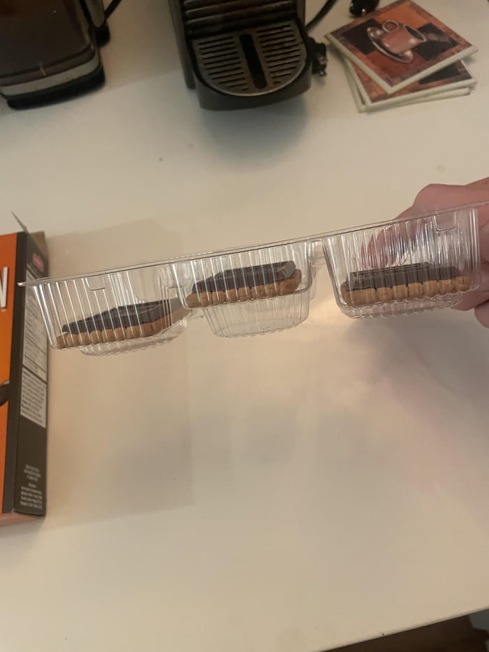 Celebration Biscuits design their packaging to have two less cookies in the middle row - 9GAG