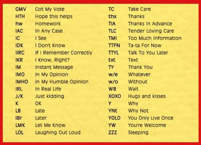 A Cool Guide to Chat Slang/Abbreviations - 9GAG