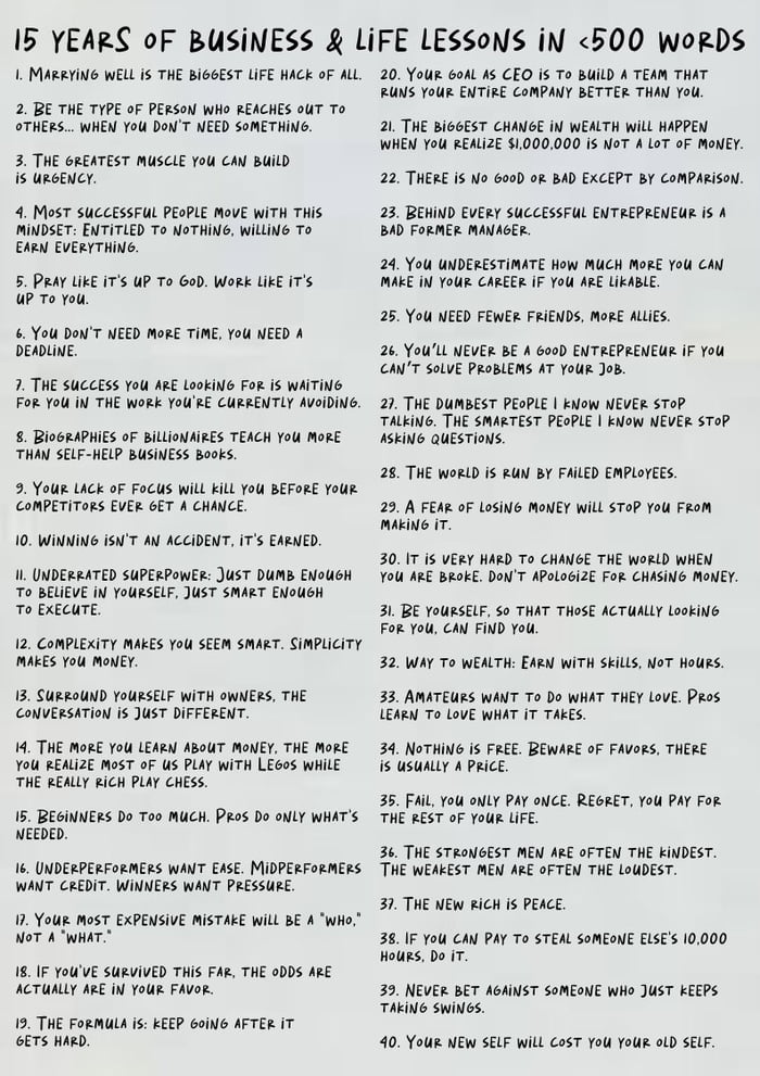 15 years of biz & life lessons in