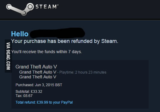 Steam Refunds Work Fine! - 9GAG