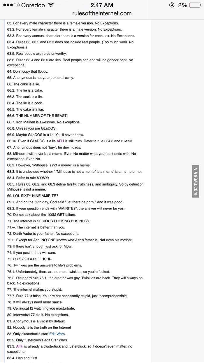 Rules of the internet 63-84.4 - 9GAG