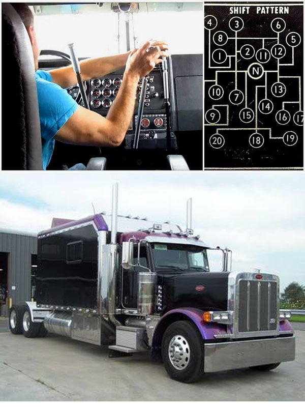 Gear shift pattern of a big ass truck - 9GAG