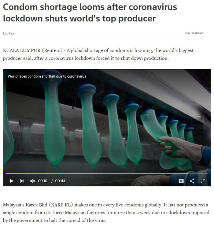 Condom shortage looms after coronavirus lockdown - 9GAG