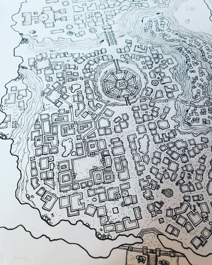 Lineart for my latest DnD Map , an underground Dwarven capital ...