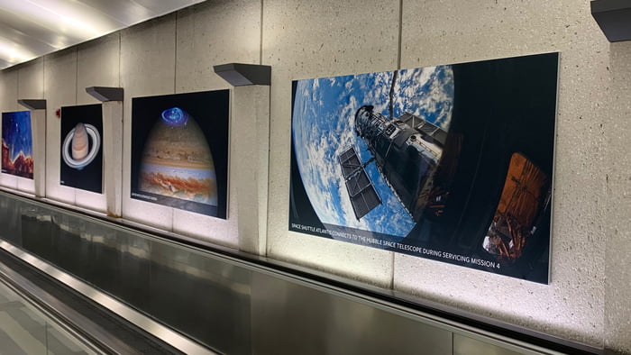 The new "Hubble Hallway" on display at the Washington Dulles ...