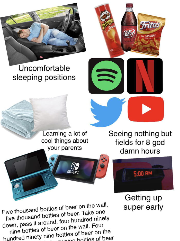 Going on a cross-country road trip starter pack - 9GAG