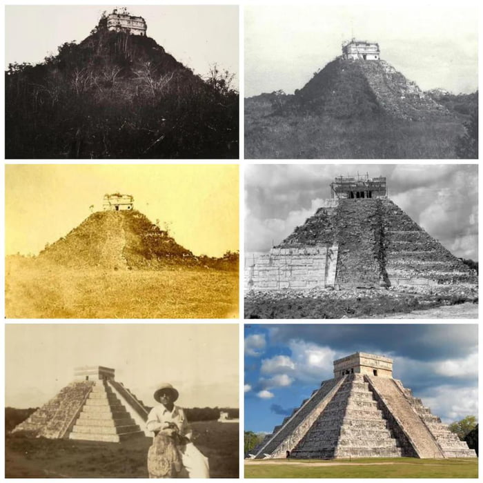 Chichen Itza before and after the rebuild agreement with Mexico and USA ...
