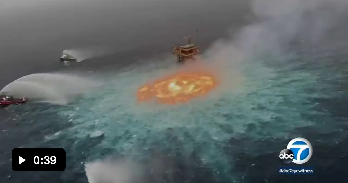Video shows fire in Gulf of Mexico after gas pipeline rupture - 9GAG