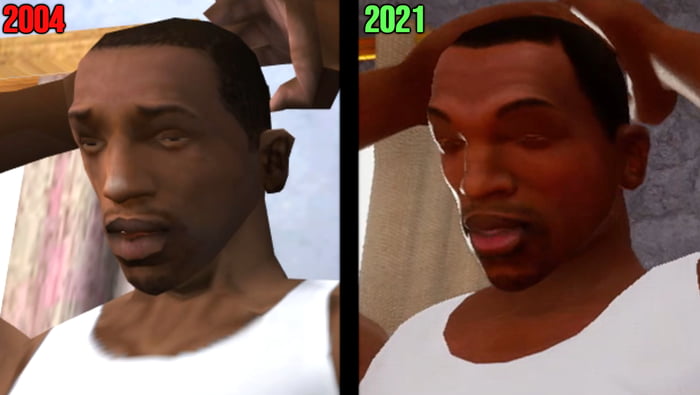 CJ's expression is gone in the Definitive Edition - 9GAG
