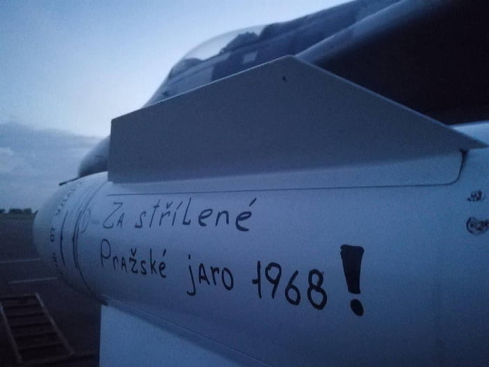 A rocket on Ukrainian MiG-29. In the memory of "Prague spring" 1968 ...