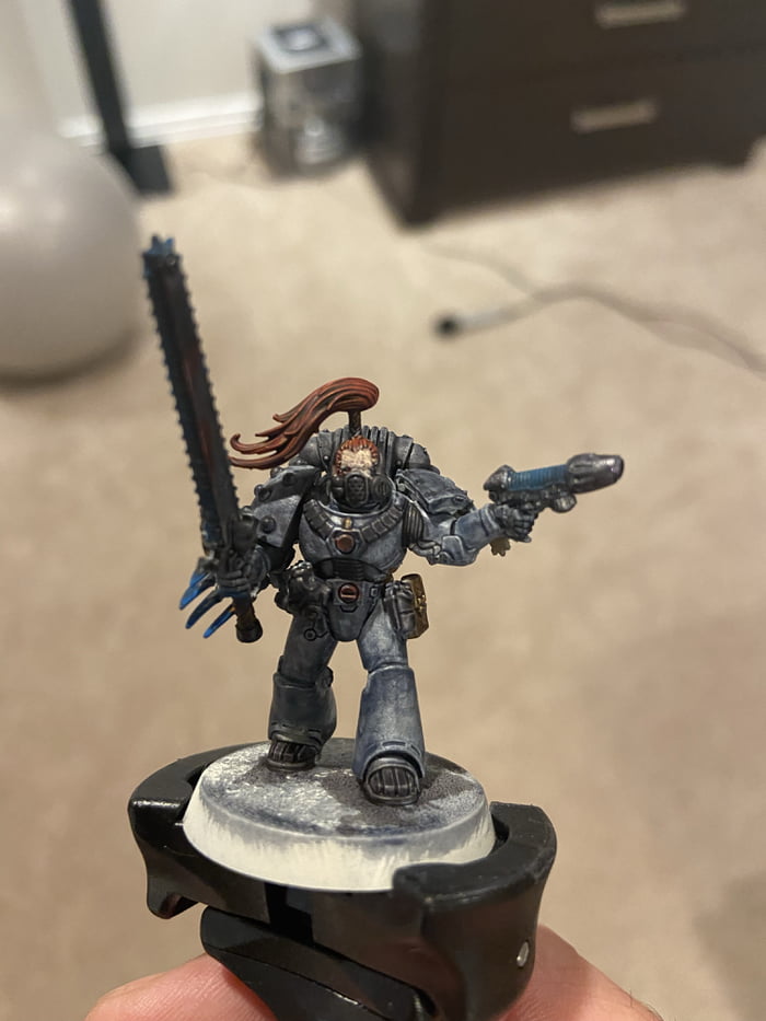 First mini - Heresy era, space wolves Sgt, used a Praetor head and some ...
