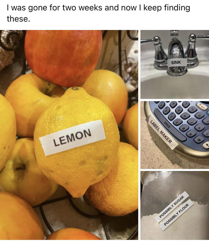 The label on the label maker. - 9GAG