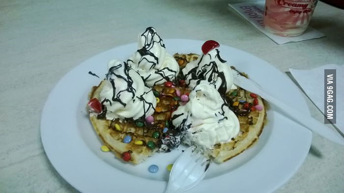 Waffles, icecream & smarties. - 9GAG