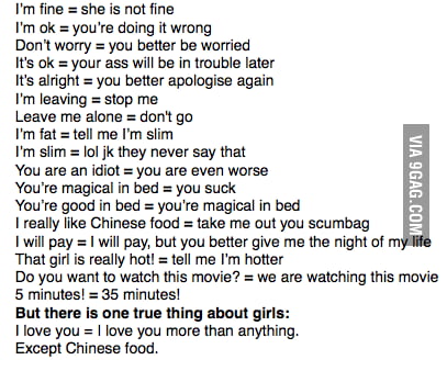 From my experience, I present to you: "Girls' Dictionary or How to ...