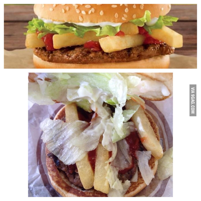 The fry burger from Burger King: expectation vs. reality - 9GAG