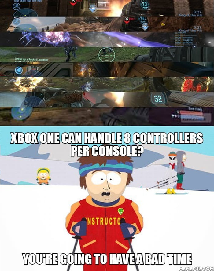 Xbox One with 8 controllers - 9GAG