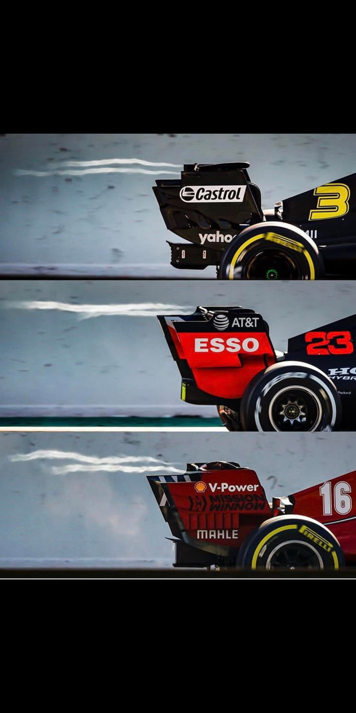 Visible vortices on an F1 car. - 9GAG