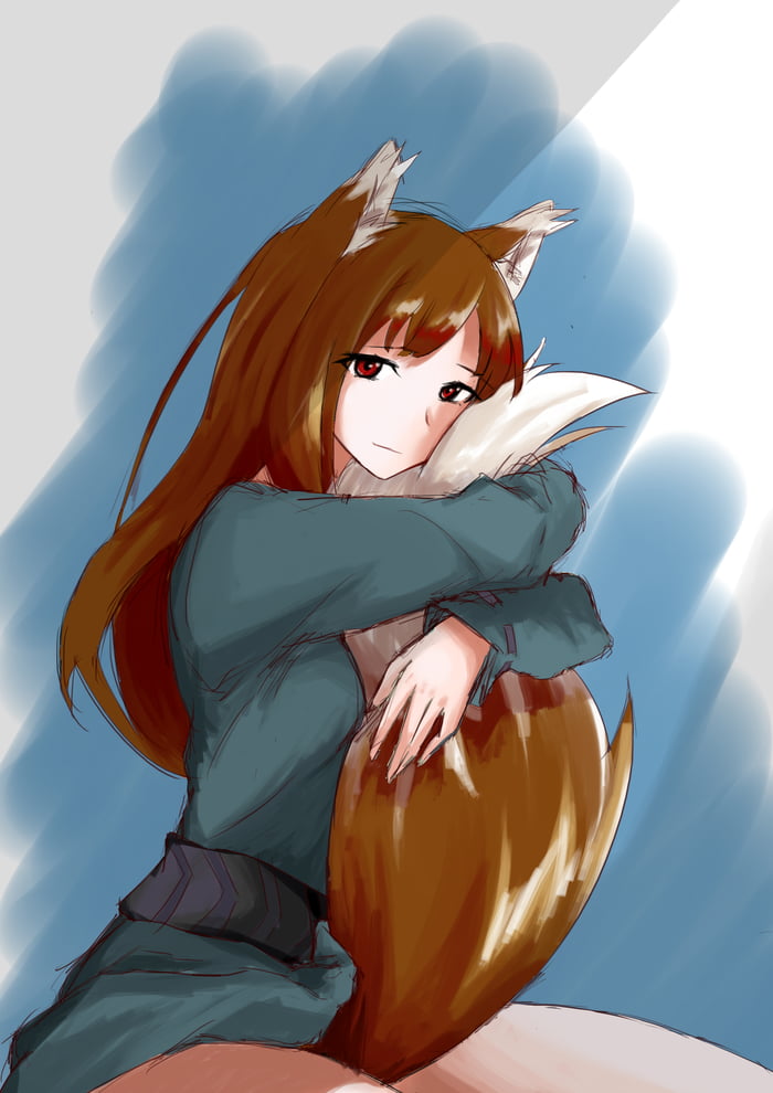 Holo holding her tail - 9GAG