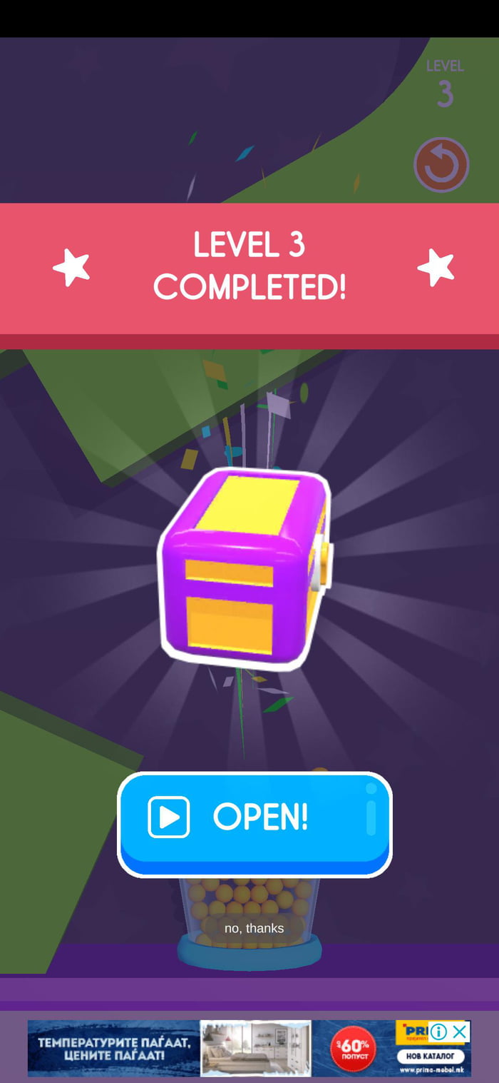 Game makes you watch an ad for something and adds an almost invisible ...